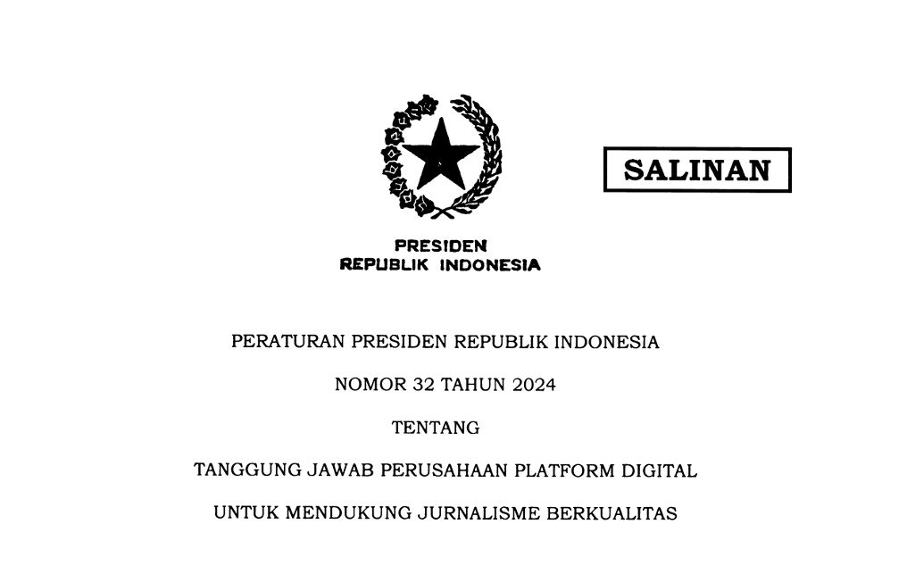 Presiden Jokowi Menerbitkan Perpres No. 32 Tahun 2024 Tentang Publisher Rights - Warta DKI